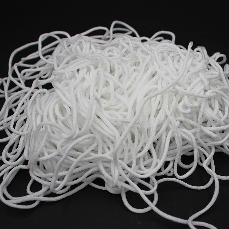 2.5mm Round Braided Elastic Cord/White Elastic Band - 100 Yard – lilndary